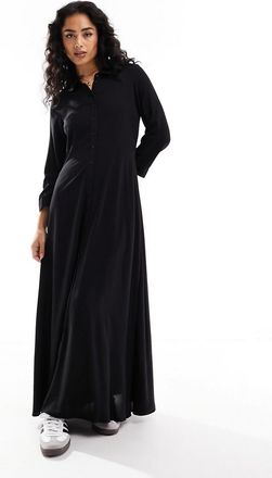 Vero Moda Y.A.S - Robe chemise longue - Noir