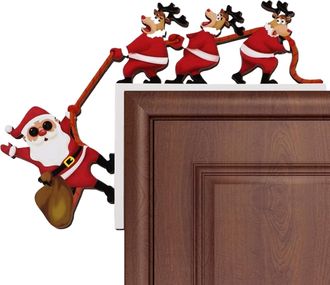 Generic Weihnachtsrahmendekoration - Kreative Eckrequisiten, Holzt&uuml;rrahmendekorationen, Doppelseitige Eckt&uuml;rschild, Weihnachtsmann-Anh&auml;nger | Wandverzierung f