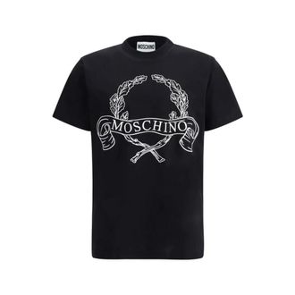 Moschino Homme, Tops, Noir, Taille: L T-shirt brodé avec logo