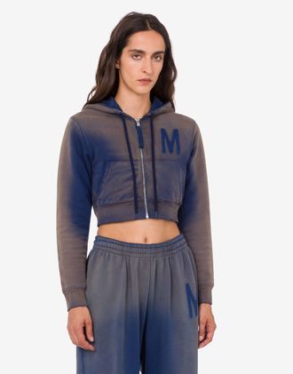 Moschino Bedrucktes Bio-Baumwoll-Crop-Sweatshirt - Blau