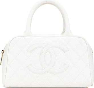 Chanel Crossbody Bags - CC Quilted Caviar Bowling Bag - Gr. unisize - in Wei&szlig; - f&uuml;r Damen