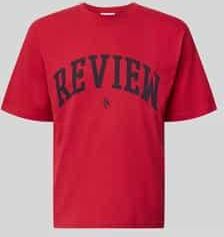 Review T-Shirt mit Label-Print und Rundhalsausschnitt