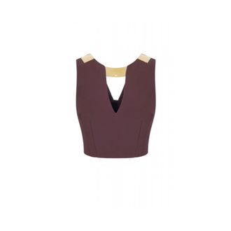 Elisabetta Franchi To05061E2 Double Crepe V-Neck Top - - Tops - Damen - Braun - 2XL