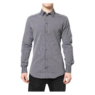 Dolce & Gabbana Gestreiftes Goldenes Formelles Hemd - - Shirts - Herren - Grau - 2XL