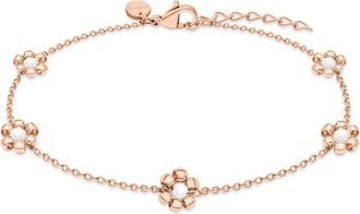 s.Oliver Anklet - Elegante Fu&szlig;kette aus poliertem Edelstahl - ros&eacute;gold - Rolokette verstellbar bis 27 cm - wasserfest & hautfreundlich