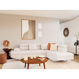 Best Mobilier Bestmobilier - Margaux - canapé dangle droit 5 places convertible avec coffre et têtières réglables en velours texturé