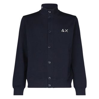 Sun 68 Homme, Pulls, Bleu, Taille: L Pull Bleu à Boutons et Logo