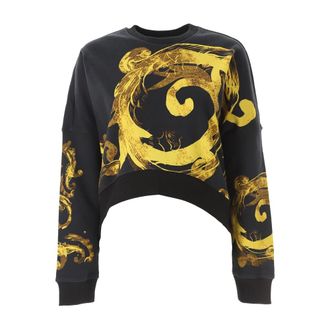 Versace Jeans Couture Schwarzer Watercolor Barock Sweatshirt - - Sweatshirts & Hoodies - Damen - Mehrfarbig - XS