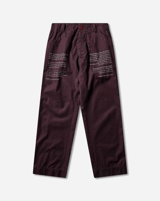 Undercover Men s People Have the Power Cotton Gabardine Pants Bordeaux