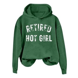 Generic 2026 Printemps Femme Hiver Retraite Hot Girl T-shirt L&eacute;ger Pull Top Halloween Imprim&eacute; Sweat &agrave; Capuche, Vert, XXL