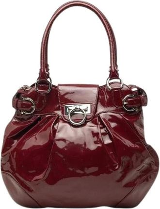 Ferragamo Sac cabas en cuir verni Pre-owned - Femme - Pre-owned - Rouge - Taille: ONE Size