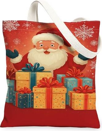 Generic Sac fourre-tout festif en toile, motif de P&egrave;re No&euml;l fantaisie, sac de courses r&eacute;utilisable, sacs en toile l&eacute;g&egrave;re et lavable pour &eacute;v&eacute;nements de vacance
