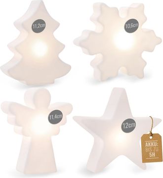 8 Seasons design LED Mini-Leuchten Christmas Quattro Set Shining Star S, Tree, Crystal und Angel Micro, Dekolampen, kabellos mit Akku, USB-C aufladbar - Tischde
