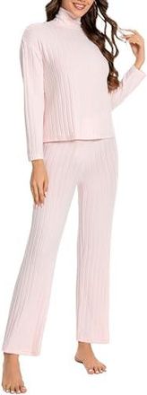 Nutria Pyjama pour femme - Haut à manches longues - Deux pièces - Sous-vêtements de nuit dhiver - Vêtement de nuit - Vêtement de détente - Chemise et pantalo