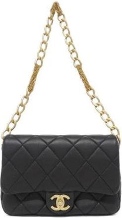 Chanel Sac port&eacute; &eacute;paule en cuir dagneau Pre-owned - Femme - Pre-owned - Noir - Taille: ONE Size