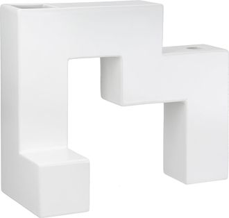 Gilde Kerzenleuchter Vase Patras - Keramik - geometrische Form - matt weiß - Höhe 23 cm x Breite 28 cm