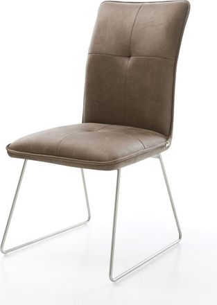 DELIFE Esszimmerstuhl Maddy-Flex Mikrofaser Taupe Vintage Kufengestell Edelstahl, Esszimmerstühle