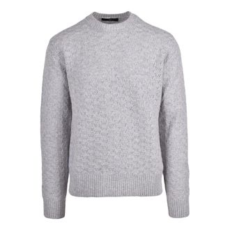 Daniele Fiesoli Rundhals-Strickpullover mit Lochmuster - - Knitwear - Herren - Grau - M