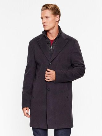HUGO BOSS Wollmantel H-Hyde-Bib-234 50502250 Dunkelblau Slim Fit
