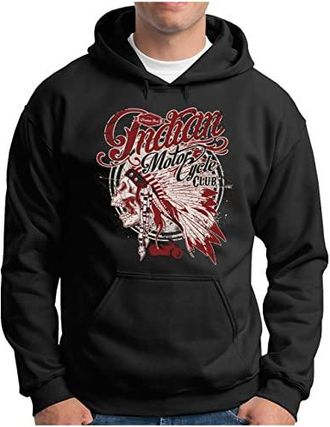 OM3 Sweat à capuche Indian-Motorcycle-Club | Homme | Crâne Chopper Bike Moto | Pull à capuche S à 4XL, Noir, XL