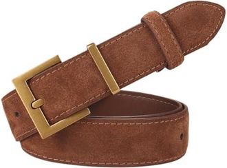 Generic Ceinture en cuir v&eacute;ritable pour femme - Boucle ardillon pour costumes, jeans et jupes, ceinture &eacute;l&eacute;gante en cuir de vache pour le bureau et les loisir