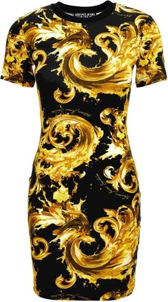 Versace Jeans Couture Femme, Robes, Noir, Taille: 38 FR Printed Cotton-Jersey Midi Dress
