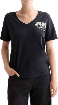 Scotch & Soda Damen Slub Chest Artwork T-Shirt, Meteorit U014, M