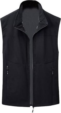 Generic Gilet Softshell fin &agrave; col montant pour homme, couleur unie, minimaliste, s&eacute;chage rapide, gilets l&eacute;gers et respirants, imperm&eacute;ables et amples avec poch