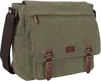S-Zone Homme Sac à Bandoulière 15,6 Pouces pour Ordinateur Portable en Toile Vintage - Porte-documents de Bureau et Travail