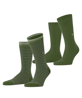 Burlington Herren Socken Everyday Stripe Mixed Multipack M So Baumwolle gemustert 2 Paar, Gr&uuml;n Fir Green 7656, 40-46