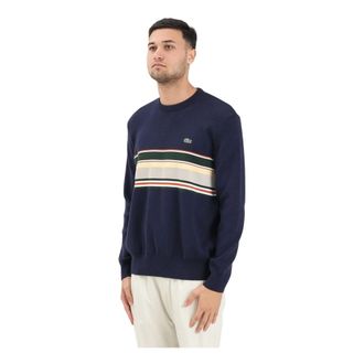 Lacoste Homme, Pulls, Bleu, Taille: 2XL Pull ray&eacute; &agrave; col rond French Made Lacoste