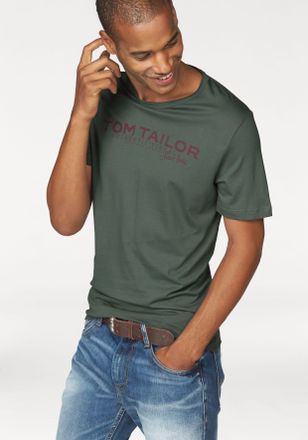 Tom Tailor Rundhalsshirt TOM TAILOR, Herren, Gr. XXL, gr&uuml;n (dunkelgr&uuml;n), Single Jersey, Obermaterial: 100% Baumwolle, bedruckt, regular fit h&uuml;ftbedeckend, Rundha