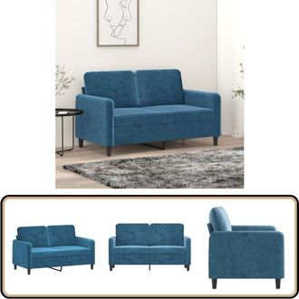 vidaXL Vidaxl - Canapé à 2 places Bleu 120 cm Velours - Canapé Deux Places - Canapé Bleu - Canapé Velours - Meuble Salon - Salon Cosy