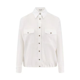 Brunello Cucinelli Femme, Blouses et Chemises, Blanc, Taille: 42 FR Camicia coulisse