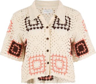 Apricot Crochet Squares Top