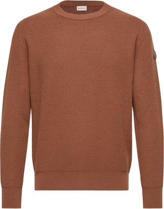 Moncler Moncler Leather Logo Wool Jumper, Men, Red, Size: 3xl