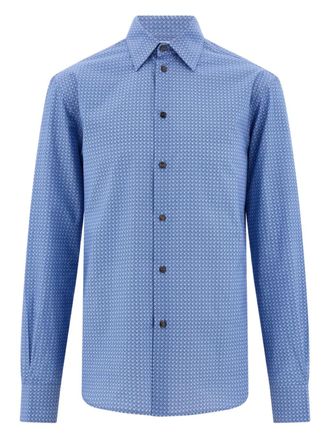 Ferragamo chemise &agrave; motif monogramm&eacute; - Bleu