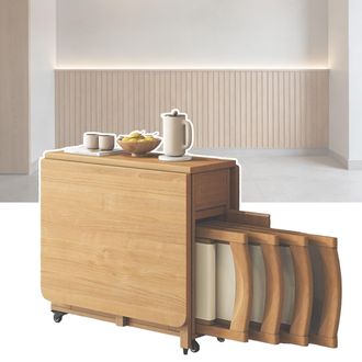 Generic klappbarer esstisch Klappbarer Esstisch mit St&uuml;hlen Ausziehbarer Esstisch mit Schubladen und 4 Rollen Multifunktionale, klappbare K&uuml;chentische for Zuh