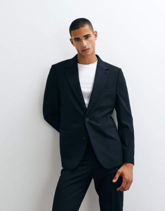 Asos Schmal geschnittener Anzugblazer in Marineblau