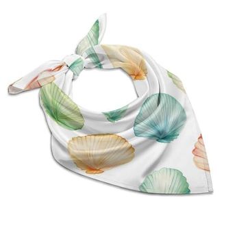 Generic Écharpe carrée en soie colorée en coquillage léger pour cheveux respirant Cadeau pour homme et femme, multicolore, 46x46cm