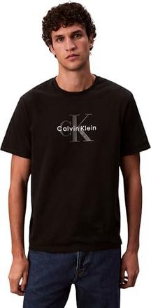 Calvin Klein T-Shirt Manches Courtes Homme Monologo Tee en Coton, Noir (Black), L