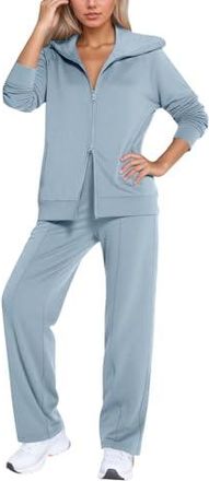 Generico Pyjama dautomne et dhiver pour femme Ensemble de v&ecirc;tements confortables 2 pi&egrave;ces Sweat-shirt et pantalon larges V&ecirc;tements de sport d&eacute;contract&eacute;s, bleu,