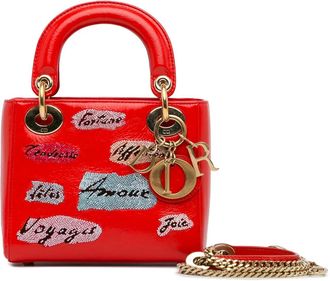 Dior Hobo Bags - Mini Calfskin Sequin Embellished Lady Dior - Gr. unisize - in Rot - f&uuml;r Damen