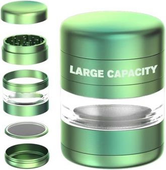 Generico Grinder en m&eacute;tal 5 parties avec capsule en verre de grande capacit&eacute; | Aluminium CNC Premium anodis&eacute; de qualit&eacute; industrielle | 54 mm de diam&egrave;tre | Moul