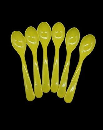 Kimmel 6 St&uuml;ck Eierl&ouml;ffel Plastikl&ouml;ffel Babyl&ouml;ffel Eisl&ouml;ffel Joghurtl&ouml;ffel Dessertl&ouml;ffel 12 cm lang Mehrwegbesteck, aus gepr&uuml;ften Kunststoff, Farbe gelb