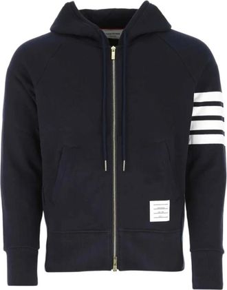 Thom Browne Homme, Sweatshirts et sweats &agrave; capuche, Bleu, Taille: 2XL Sweat &agrave; Capuche &agrave; Fermeture &Eacute;clair 4-Bar Bleu Marine