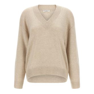 Brunello Cucinelli Diamante Pullover - - Knitwear - Damen - Beige - S