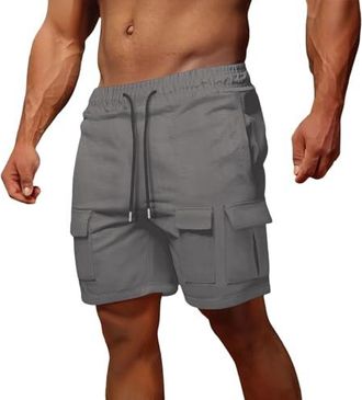 Generic Short de sport pour homme - Boxer de course cargo pour homme - Pantalon de jogging cargo court en coton extensible - Pantalon baggy l&eacute;ger - Pantalon d