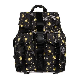 Ganni Floral Motif Rucksack - - Bags - Damen - Grau - ONE SIZE
