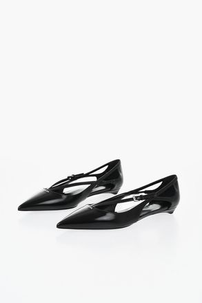 Prada Spitz-Ballerinas aus geb&uuml;rstetem Leder mit Riemchen Prada